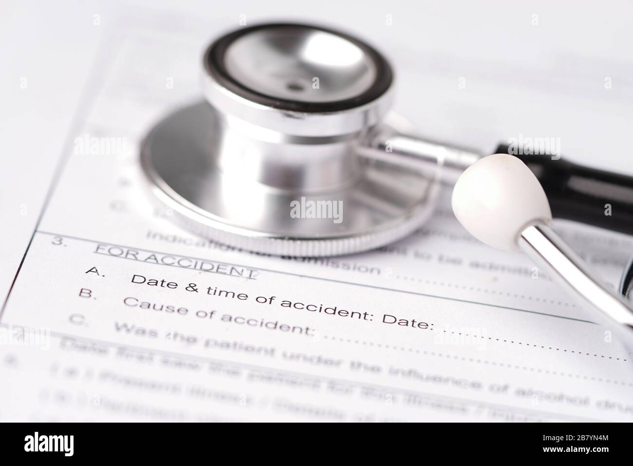 Health insurance accident claim form with stethoscope, Medical concept ...