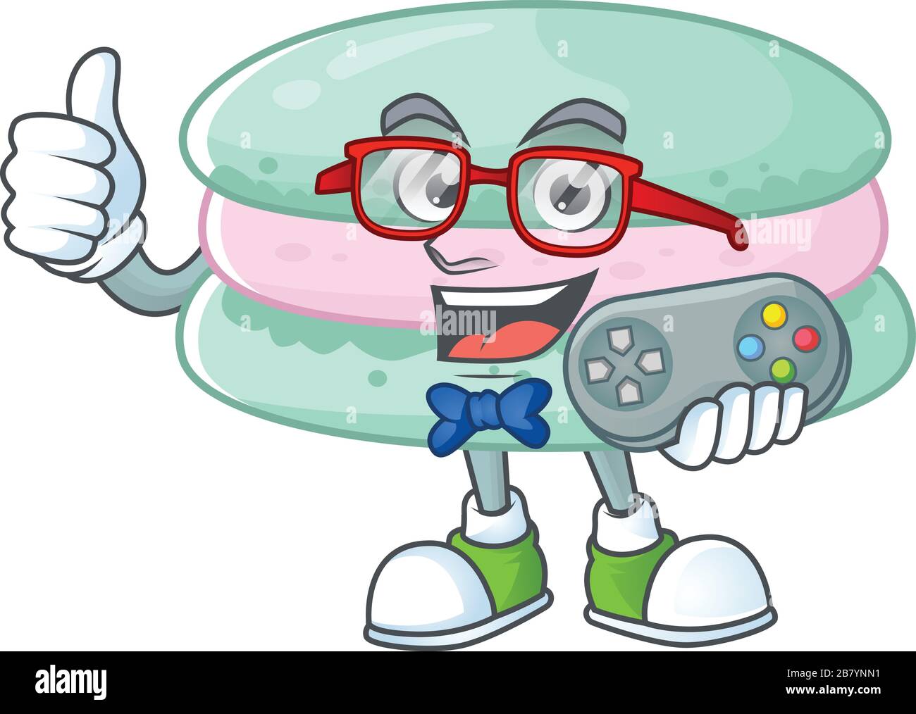 Talented vanilla blue macarons gamer mascot design using controller ...