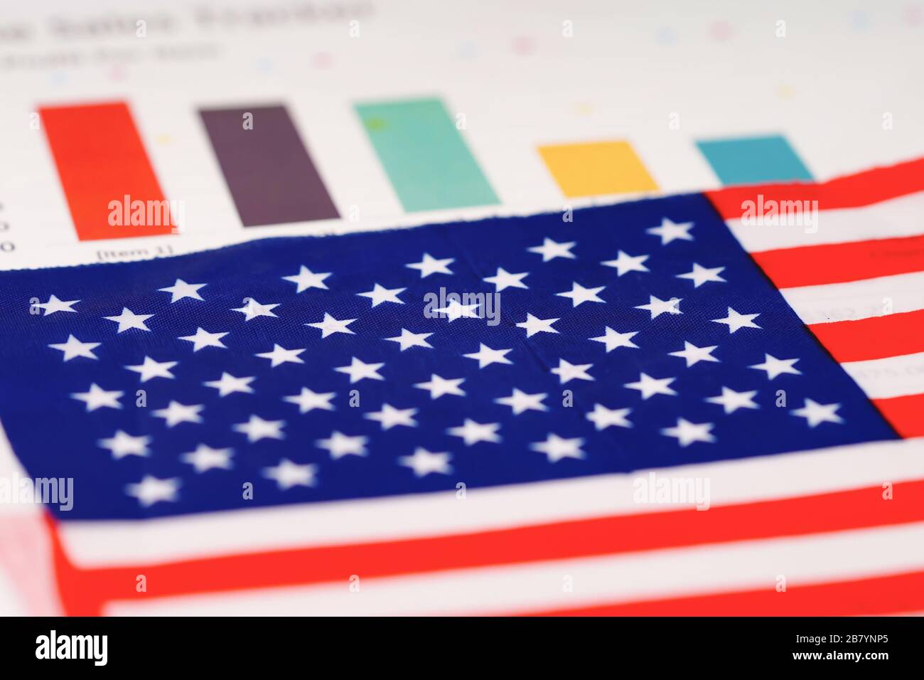 United States of America USA flag on chart graph paper : finance ...