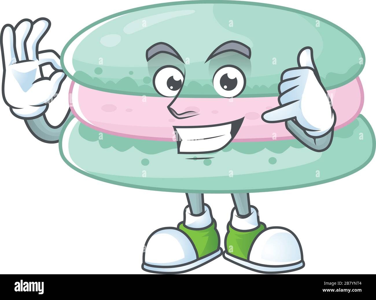 Call me funny gesture vanilla blue macarons mascot cartoon design Stock ...