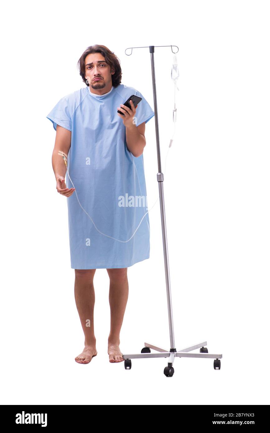 The young male patient in blood transfusion concept Stock Photo - Alamy