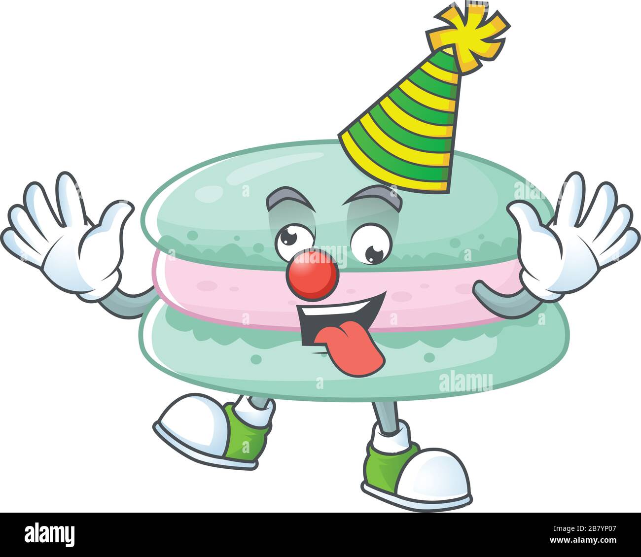 Cute and Funny Clown vanilla blue macarons presented in cartoon ...