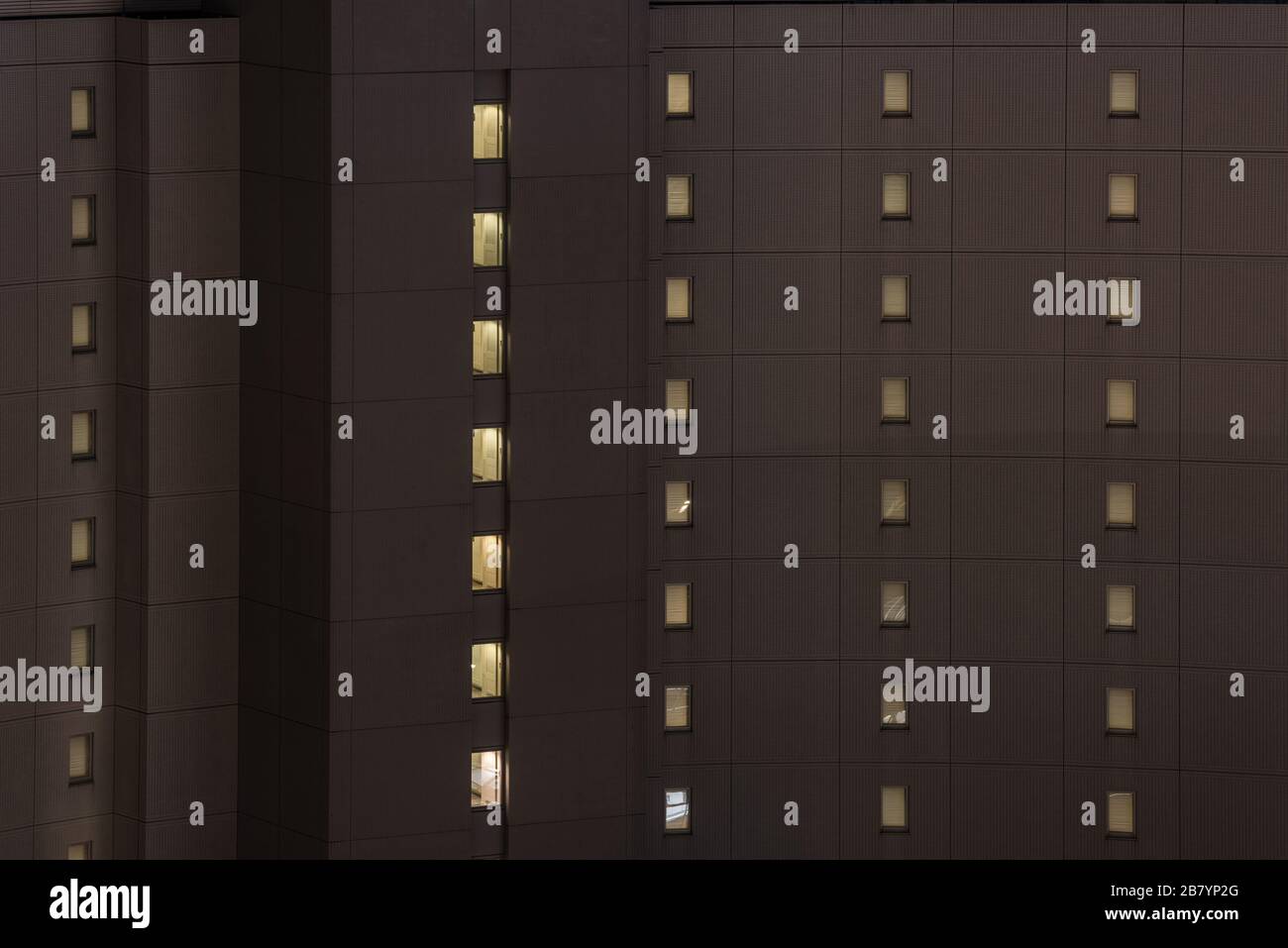 Lighting from many rooms are opened at night Stock Photo - Alamy