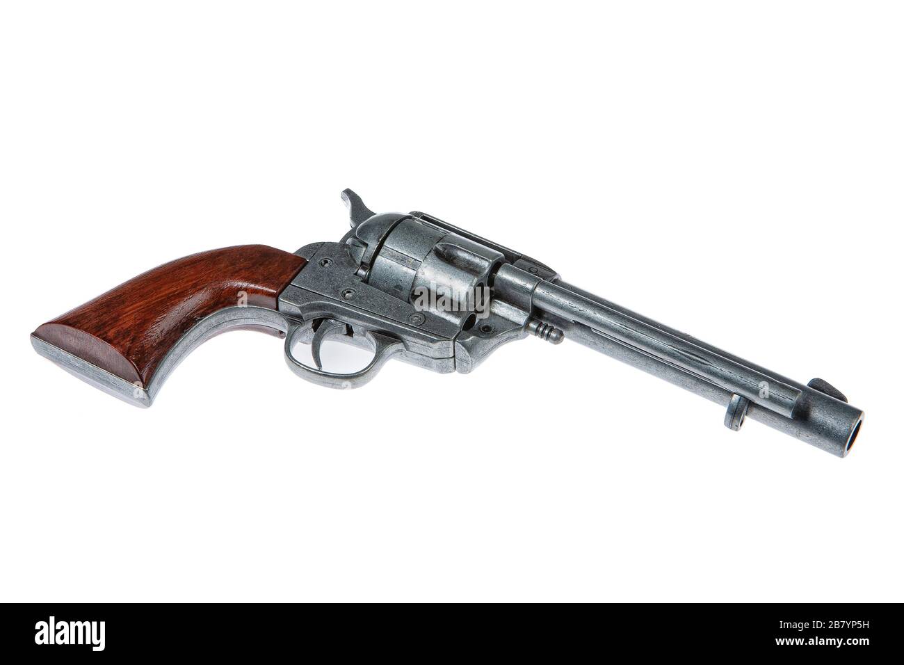 Old army single action revolver on an isolated studio background Stock ...