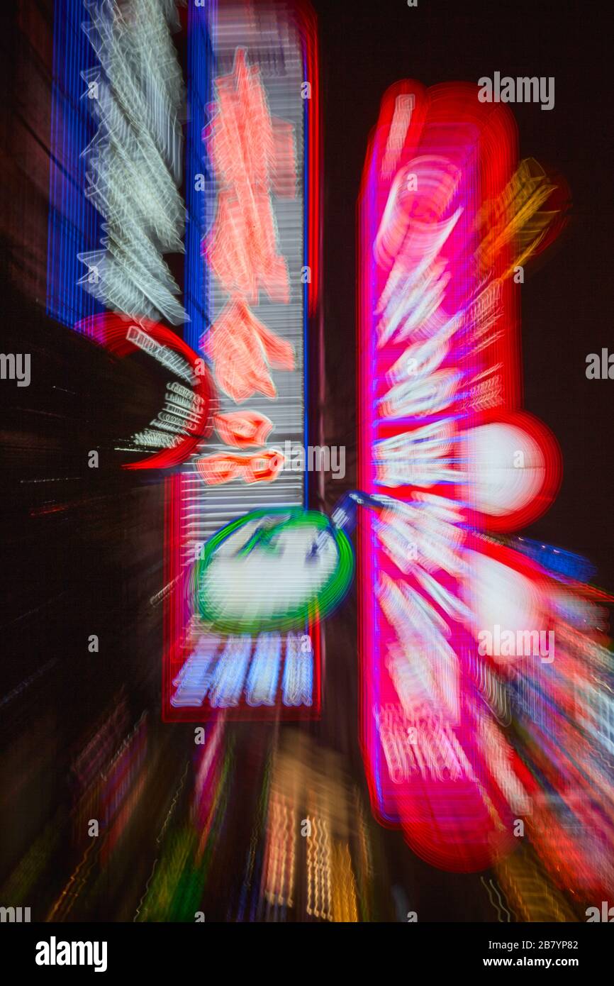 SHANGHAI, CHINA - abstract of city lights at night in Shanghai Stock ...