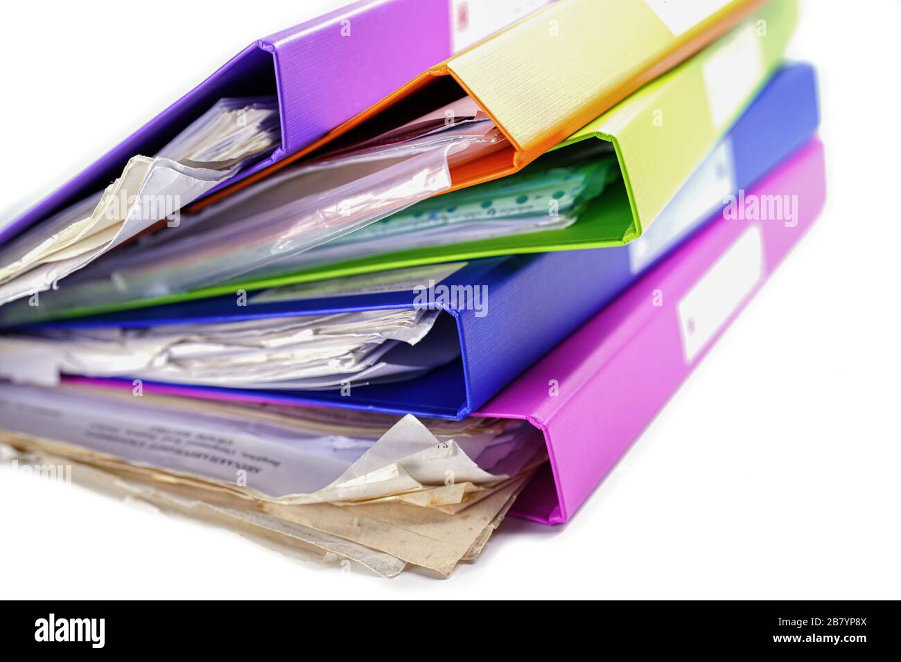File Folder Binder stack of multi color on table in office Stock Photo ...