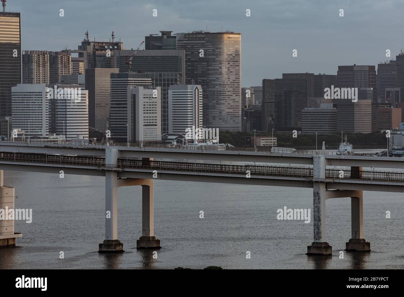 Panoramic modern city skyline bird eye aerial view of Tokyo bay in the ...