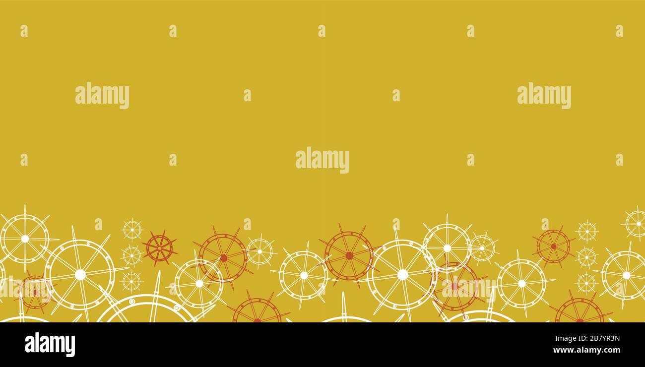 Vector Cogs Compass Rose horizontal wheel circle seamless pattern ...