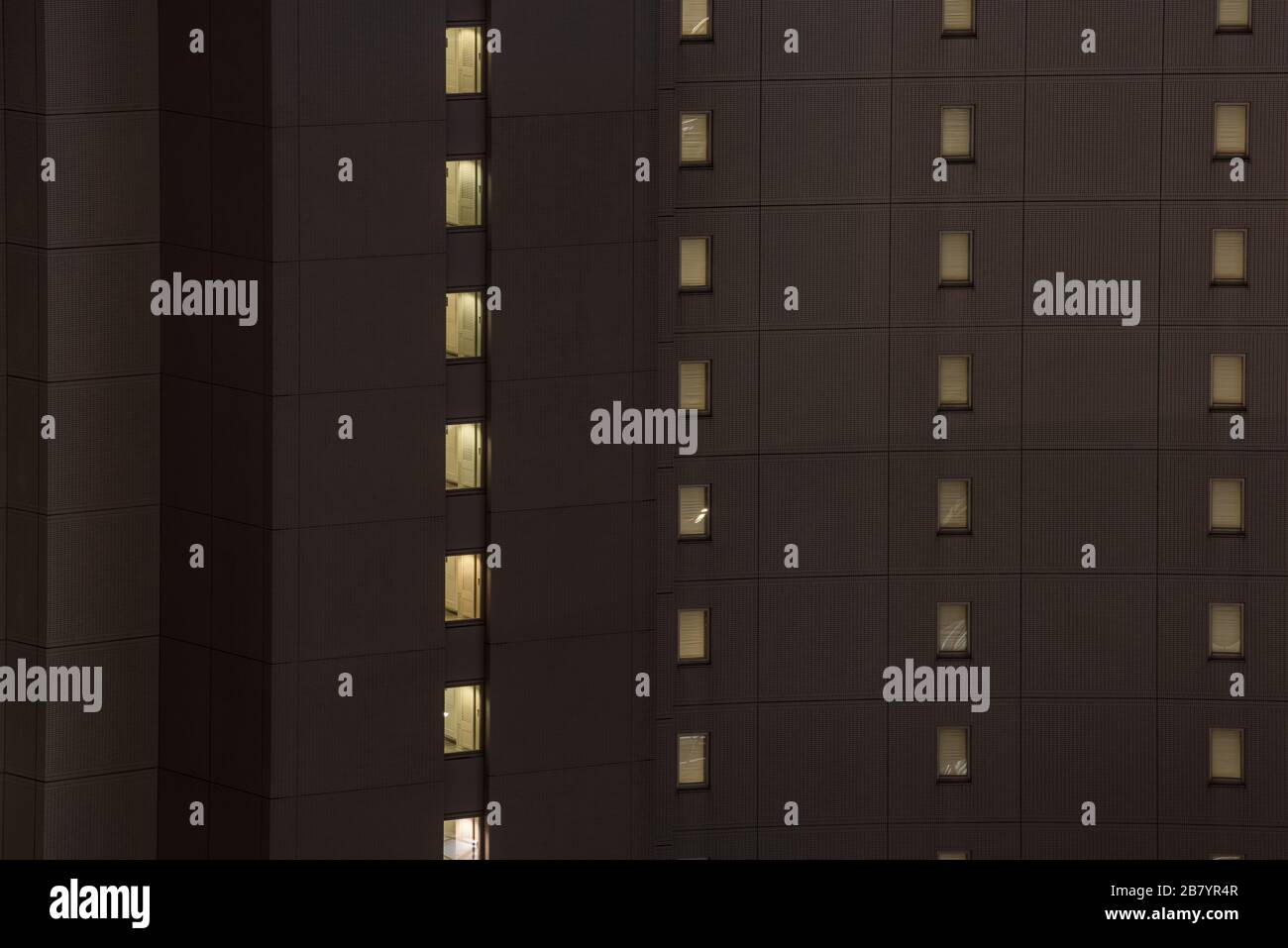Lighting from many rooms are opened at night Stock Photo - Alamy
