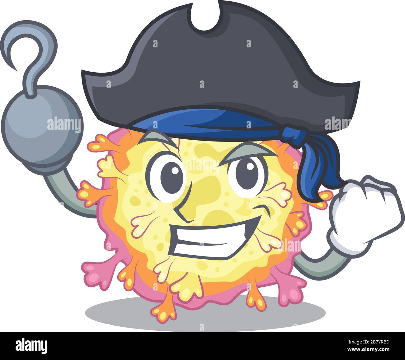 Cool coronaviridae virus in one hand Pirate cartoon design style with ...