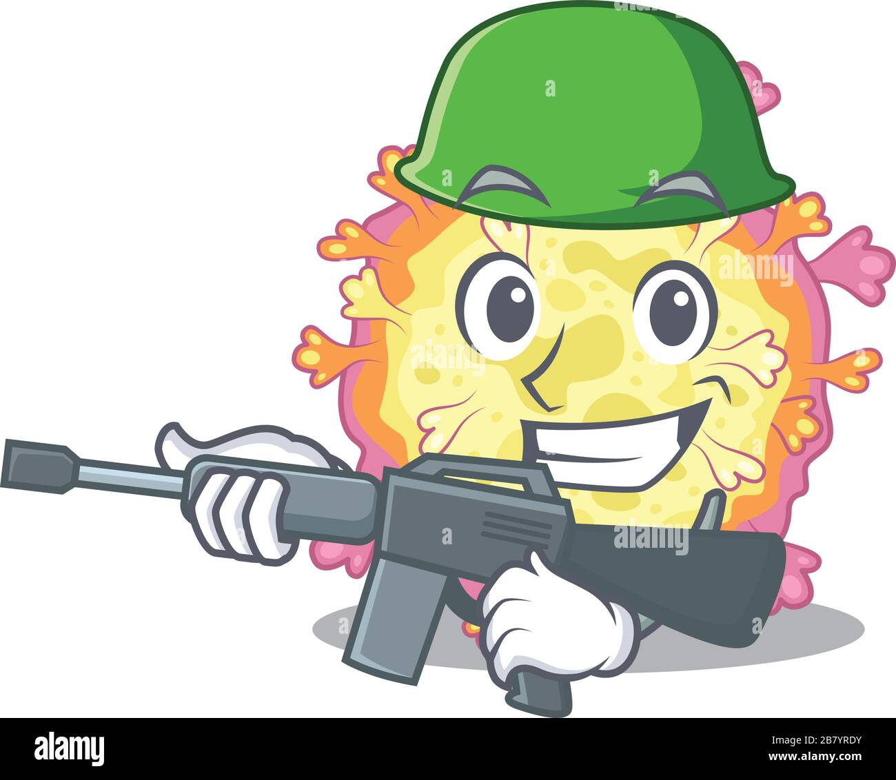 A picture of coronaviridae virus as an Army with machine gun Stock ...