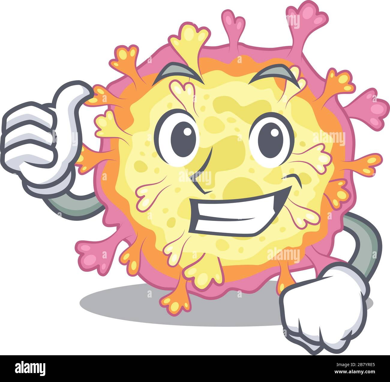 Cool coronaviridae virus cartoon design style making Thumbs up gesture ...