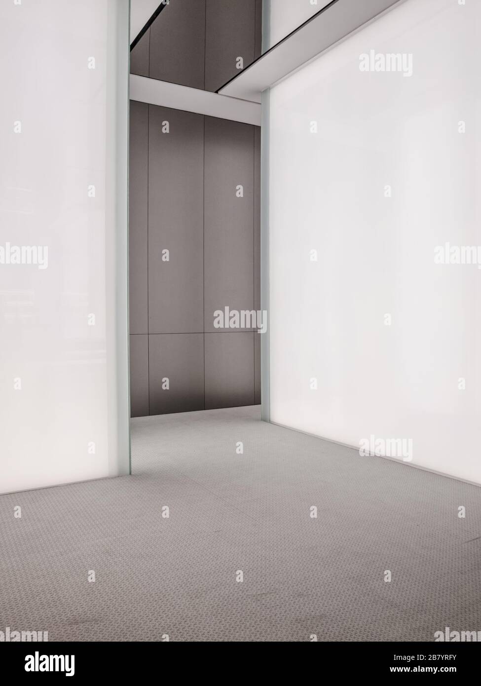 Perspective view of Empty Space with LED Light Lamps and Lights Shade ...