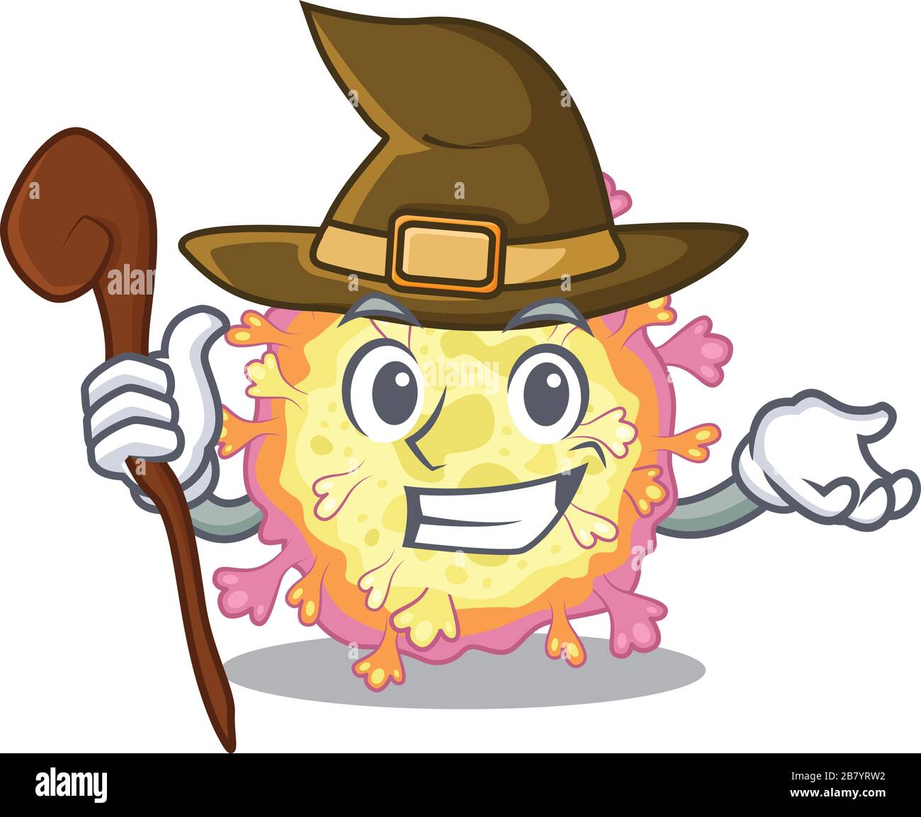 Cute and sneaky Witch coronaviridae virus cartoon design style Stock ...