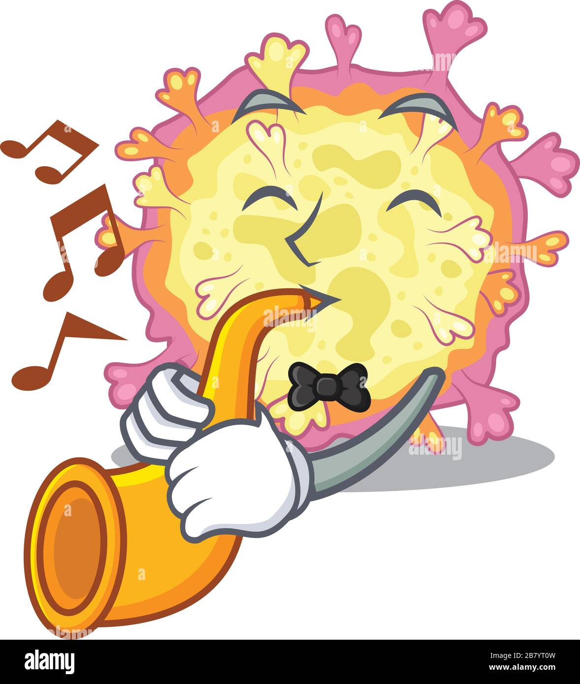 Coronaviridae virus cartoon character design playing a trumpet Stock ...