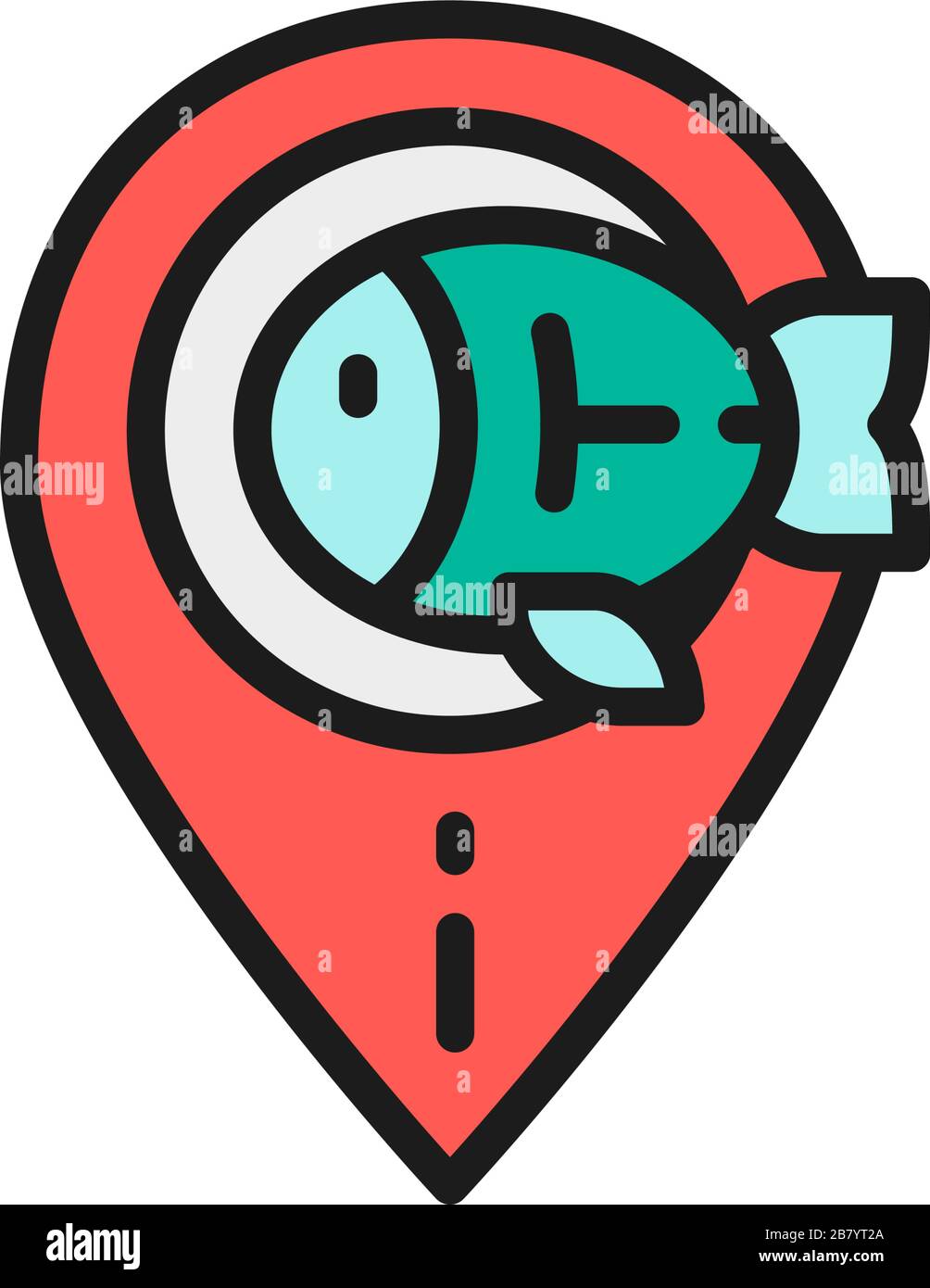 Fishing spot, fish location flat color line icon Stock Vector Image ...