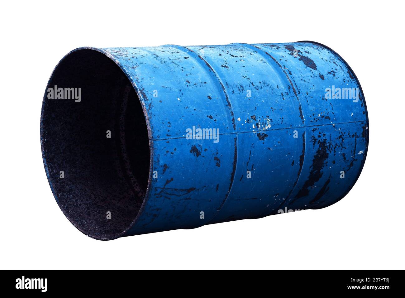 Barrel Oil blue dark Old isolated on background white Stock Photo - Alamy
