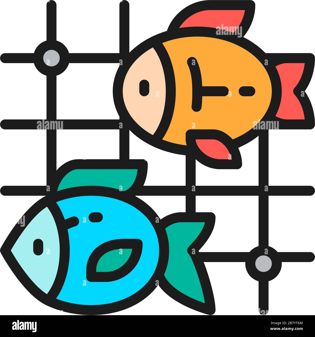Fish in net line Stock Vector Images - Alamy