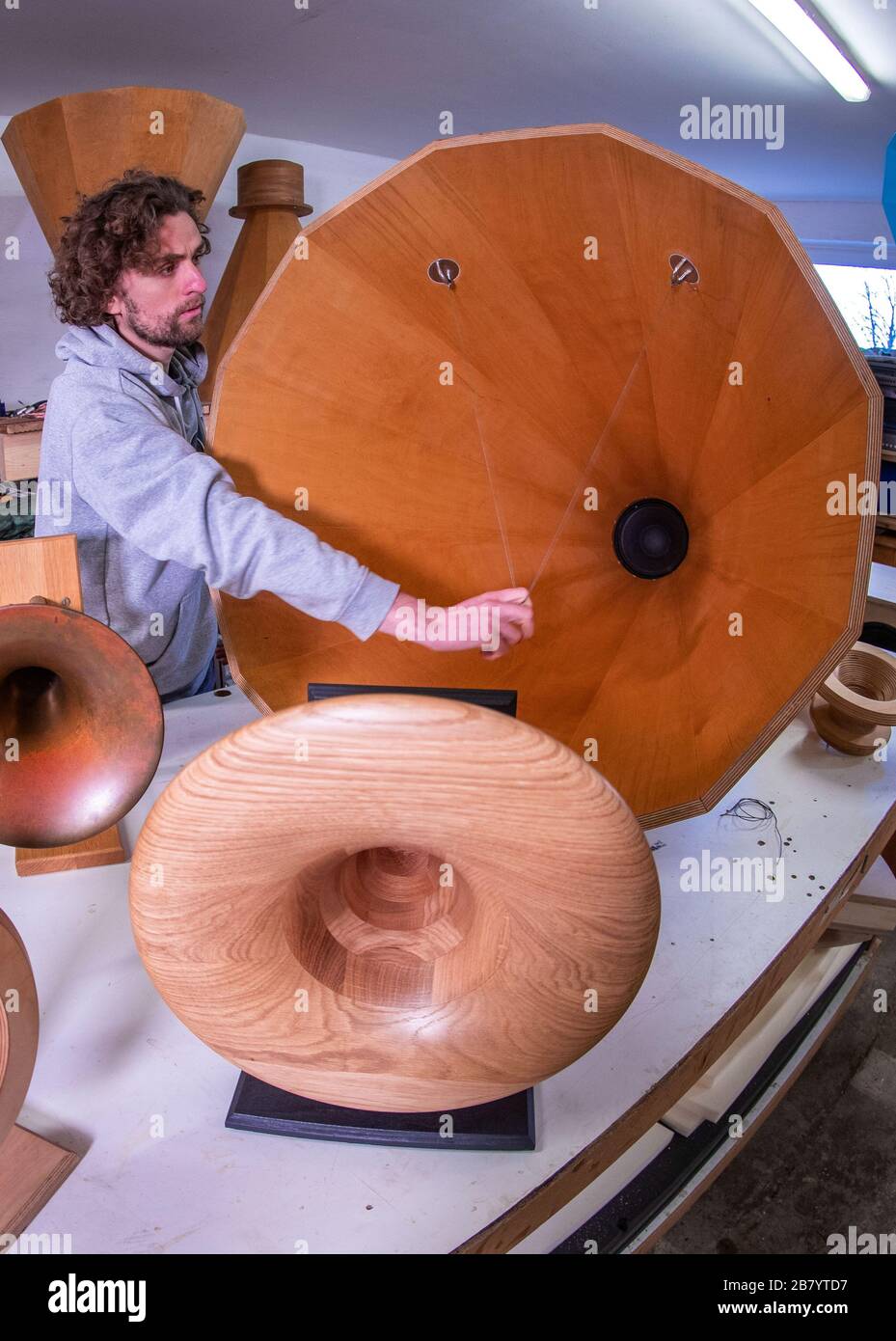 Poseritz, Germany. 10th Mar, 2020. Malte Sodmann is working on a high ...