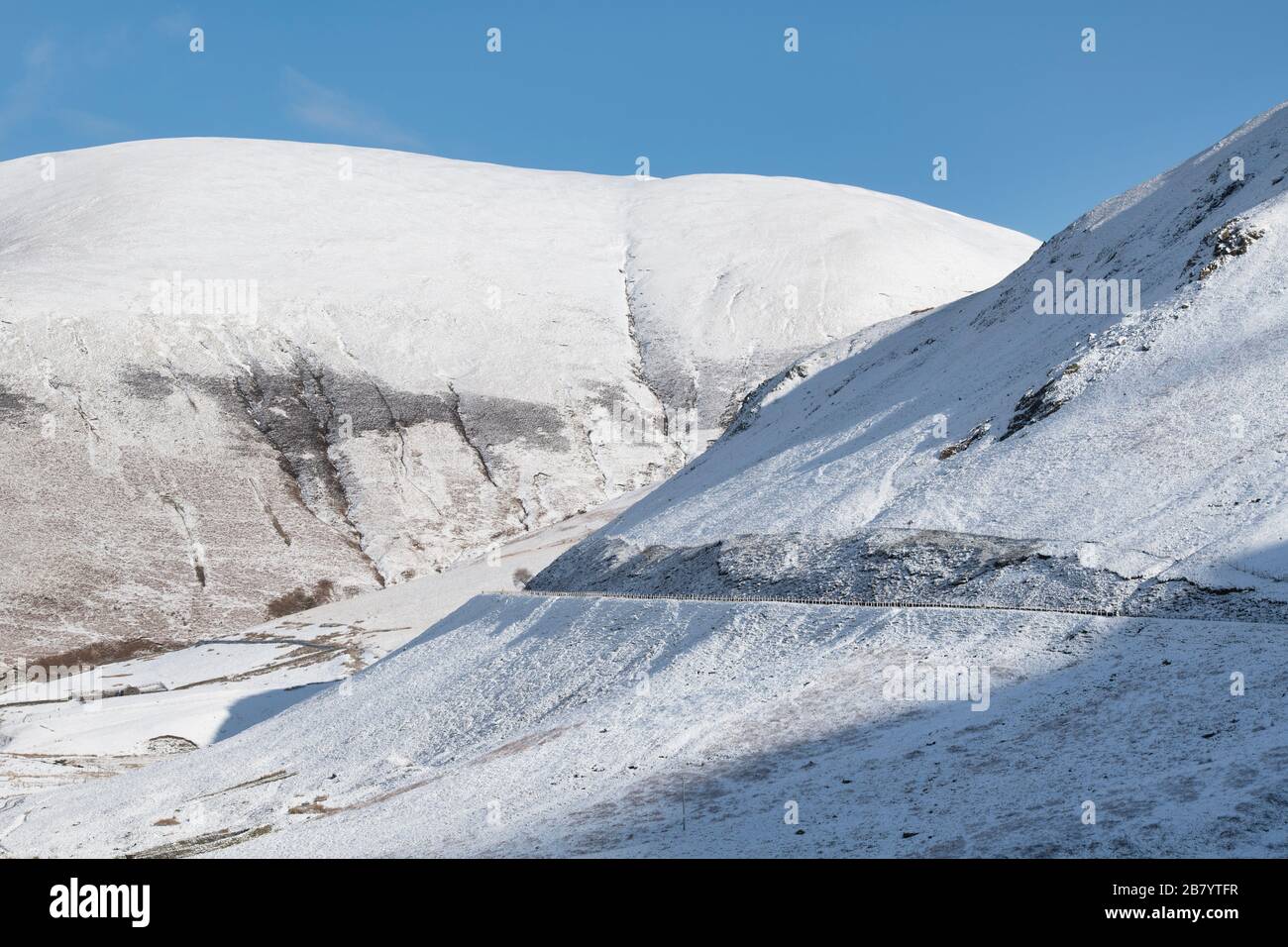 Dalveen Pass in the snow. Lowther Hills, Dumfries and Galloway ...