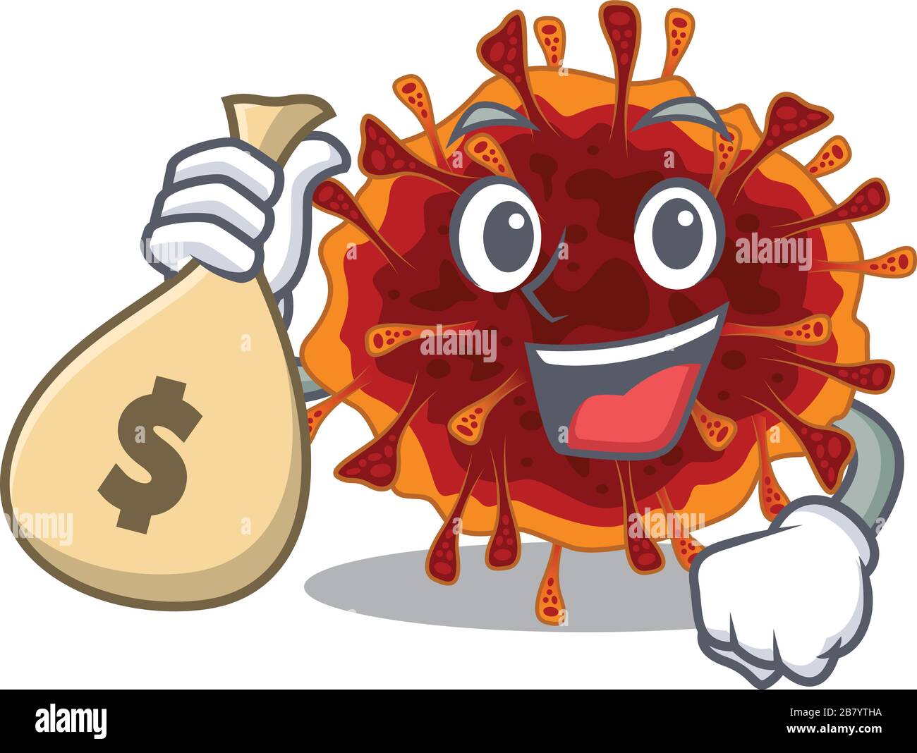 Smiley rich delta coronavirus cartoon character bring money bags Stock ...