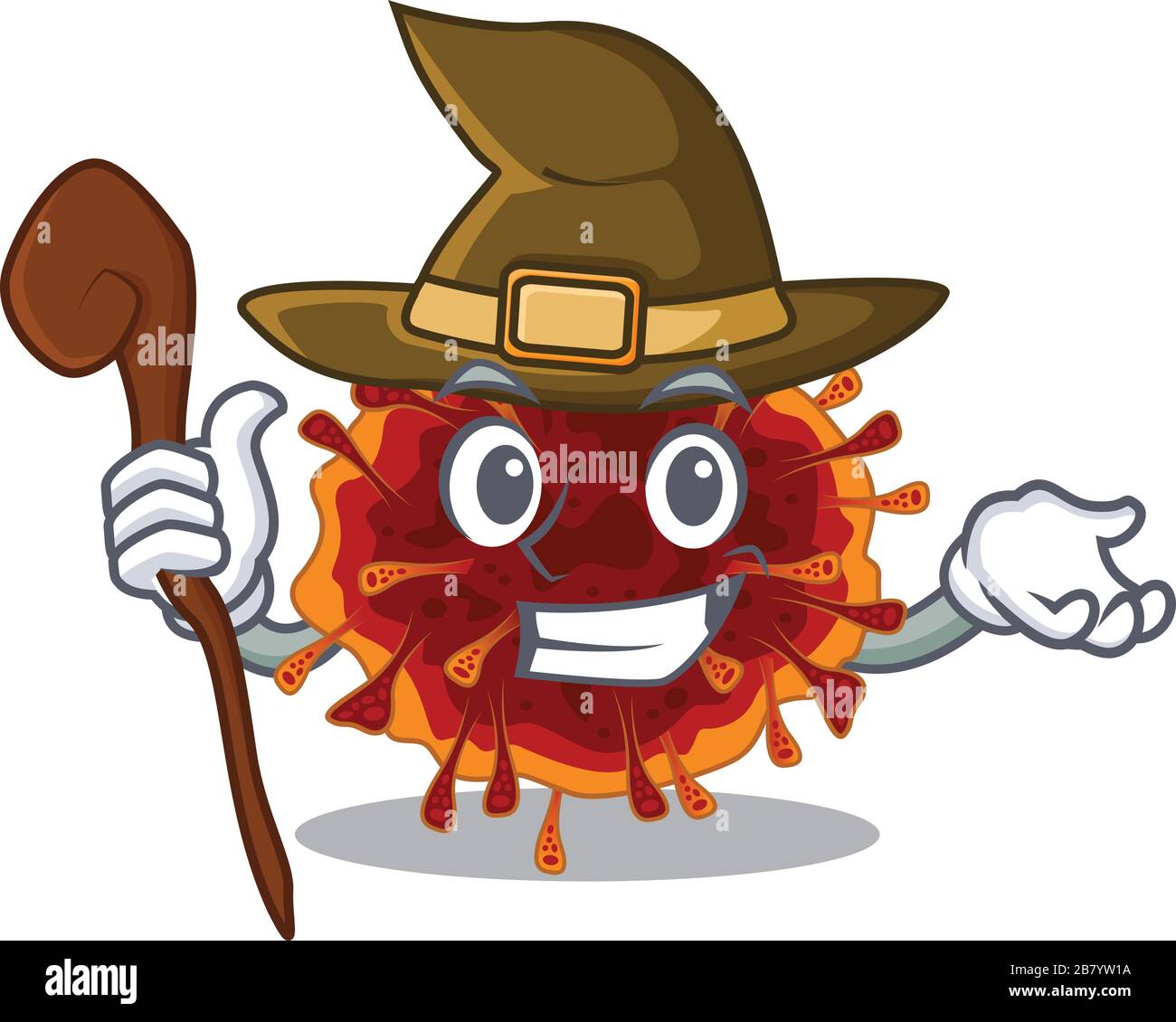 Cute and sneaky Witch delta coronavirus cartoon design style Stock ...