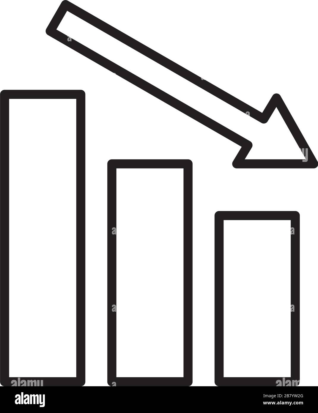 statistics bars with arrow down line style icon Stock Vector Image ...