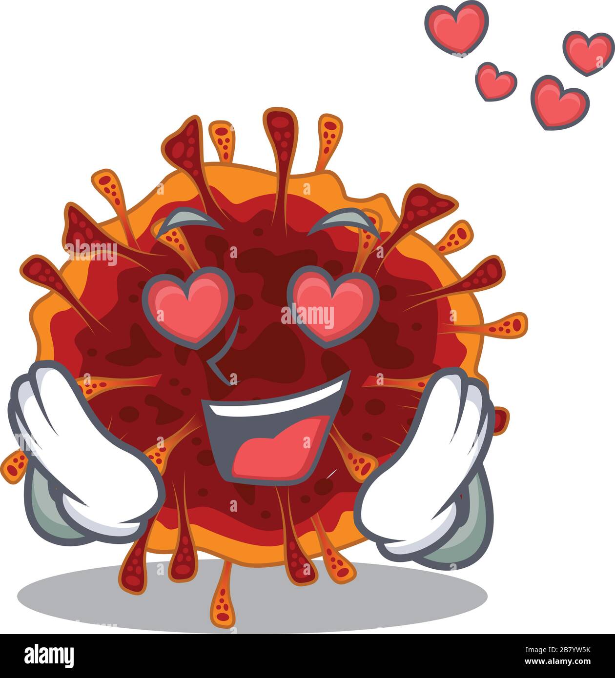 cute delta coronavirus cartoon character showing a falling in love face ...