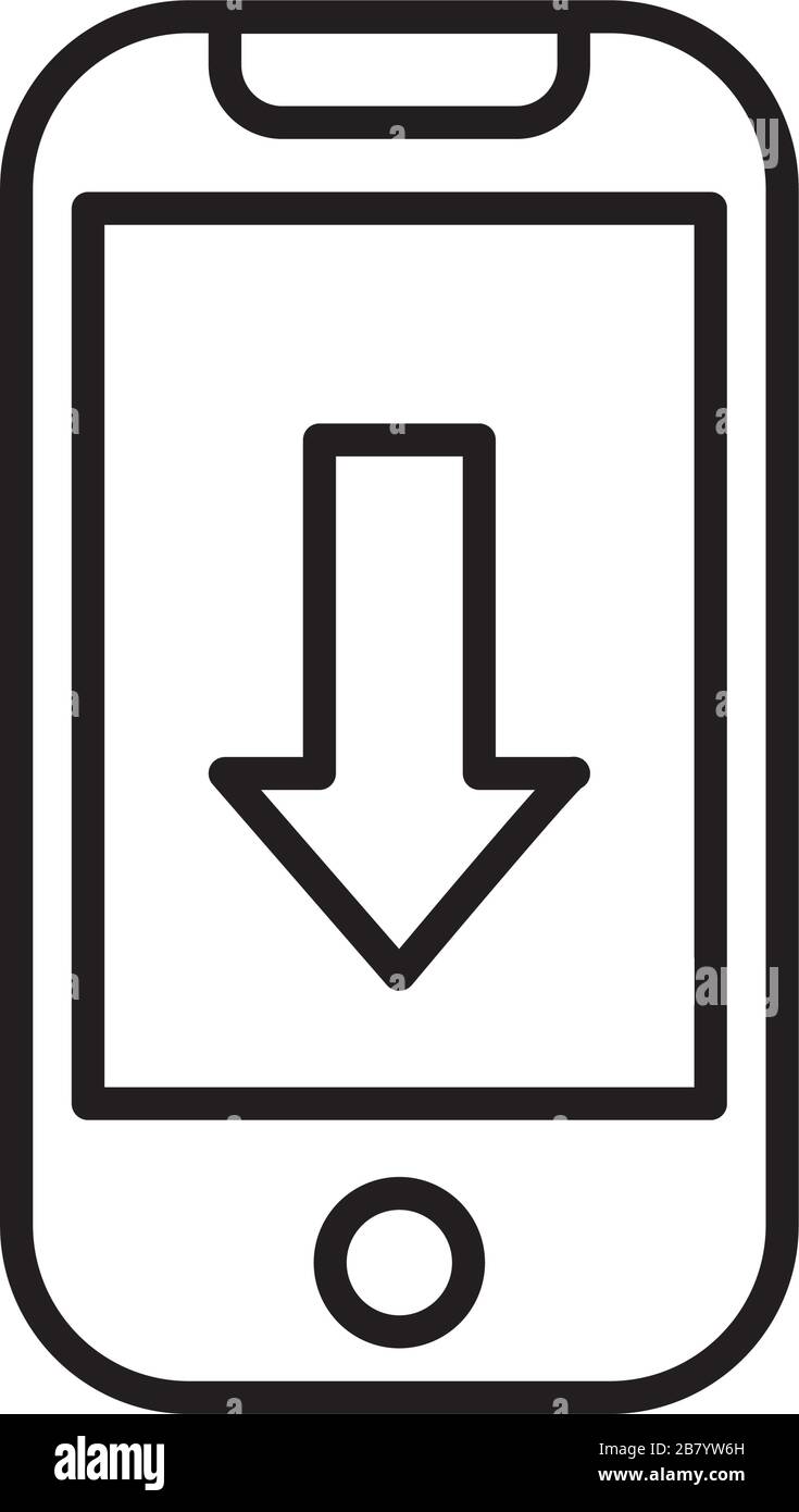 smartphone device with arrow down line style Stock Vector Image & Art ...