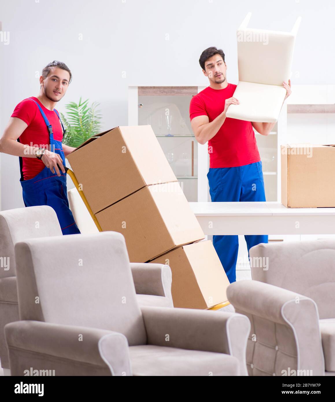 The two contractor employees moving personal belongings Stock Photo - Alamy