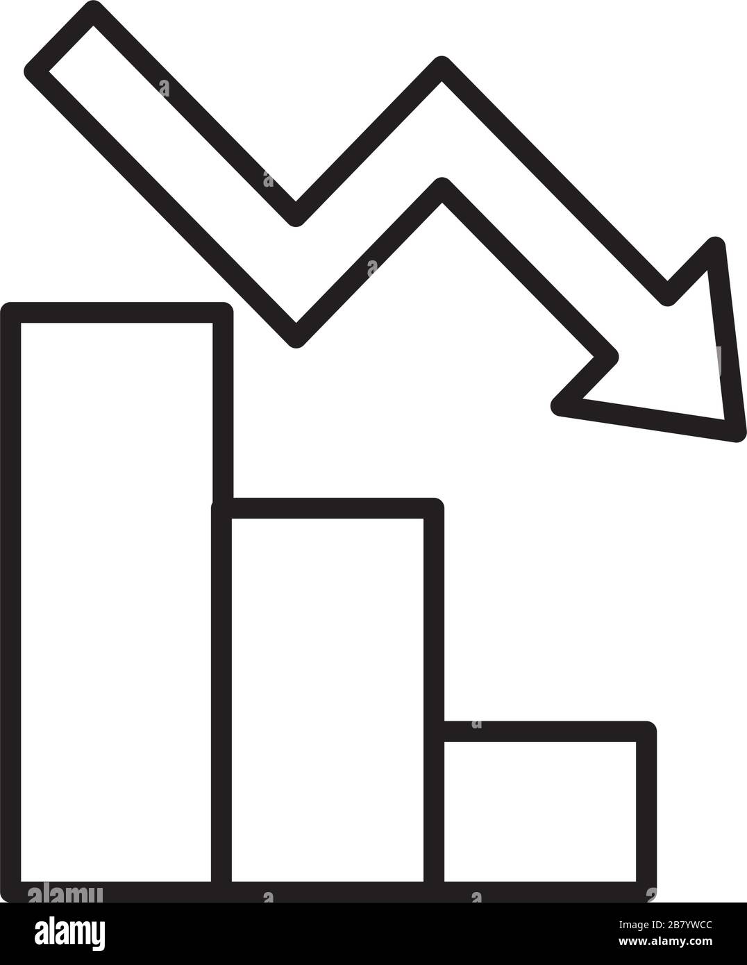 statistics bars with arrow down line style icon Stock Vector Image ...