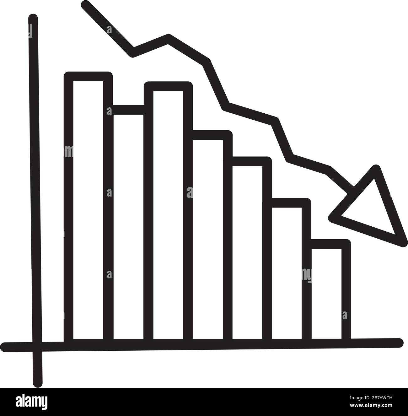 statistics bars with arrow down line style icon Stock Vector Image ...
