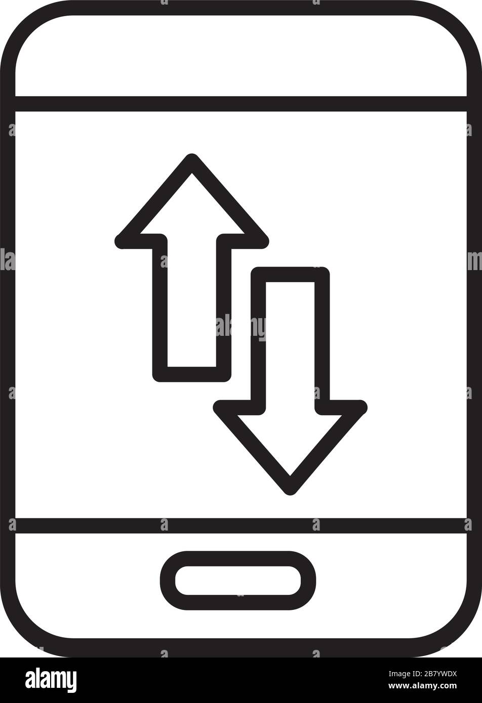 smartphone device with arrows up and down line style Stock Vector Image ...