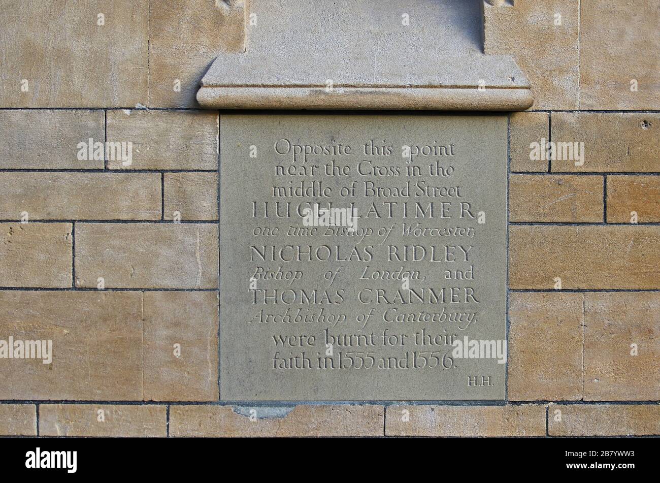 Plaque on the wall of Balliol College Oxford in commemoration of three ...