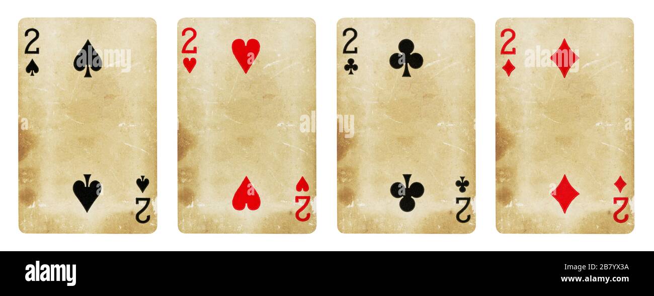 Four Playing Cards Isolated on White Background, Showing Two from Each ...