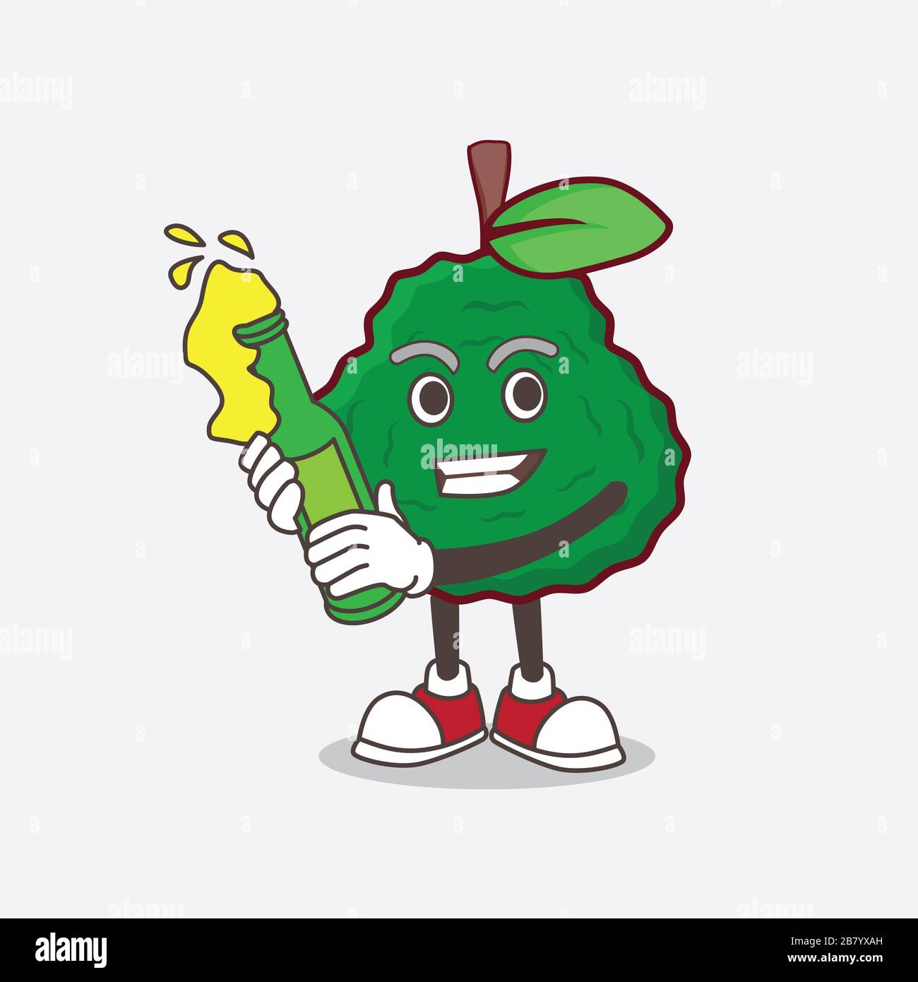 A picture of Kaffir Lime cartoon mascot character holding a beer Stock ...