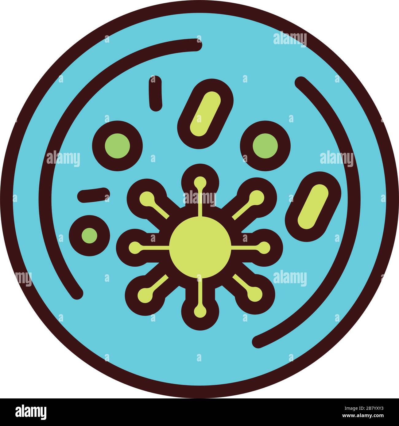 covid19 virus particle in circle line and fill style Stock Vector Image ...