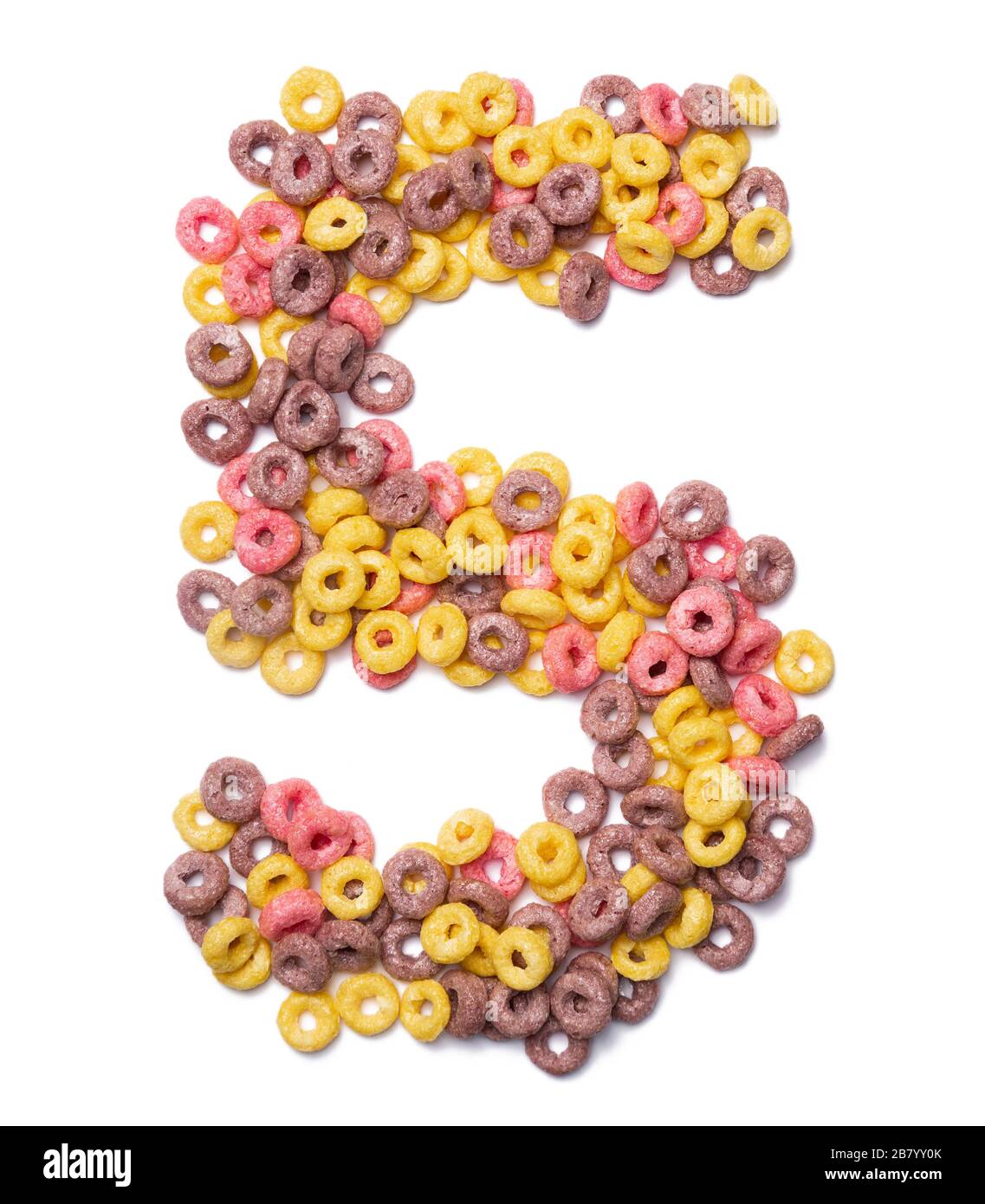 Arabic numeral "5" of the English alphabet from pink colored flakes on ...