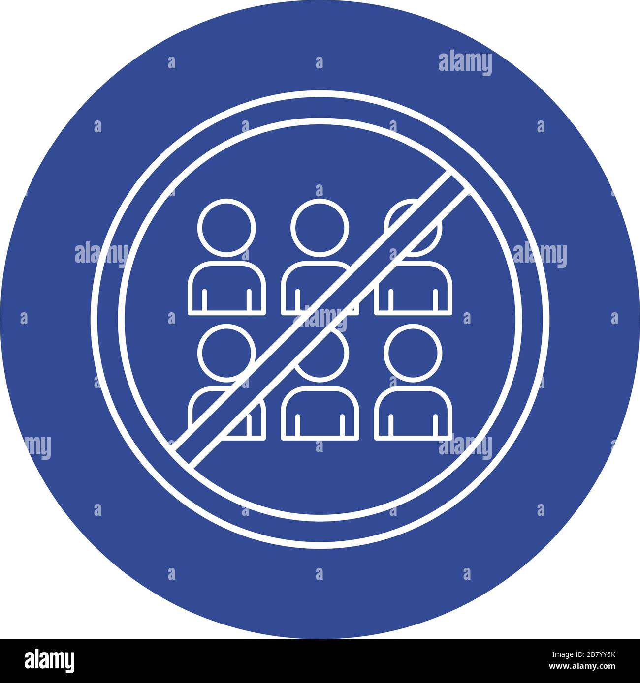 prohibited the crowd of people, line block style icon vector ...