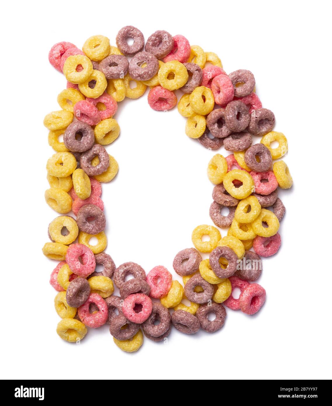 Letter D of the English alphabet from pink colored flakes on a white ...