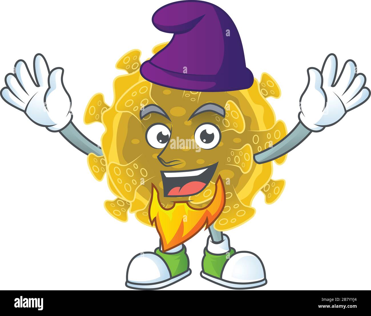 Cute cartoon design of infectious coronavirus performed as an Elf Stock ...