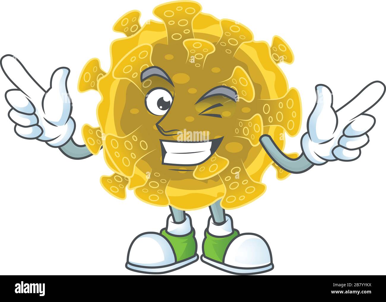 Funny infectious coronavirus cartoon design style with wink eye face ...
