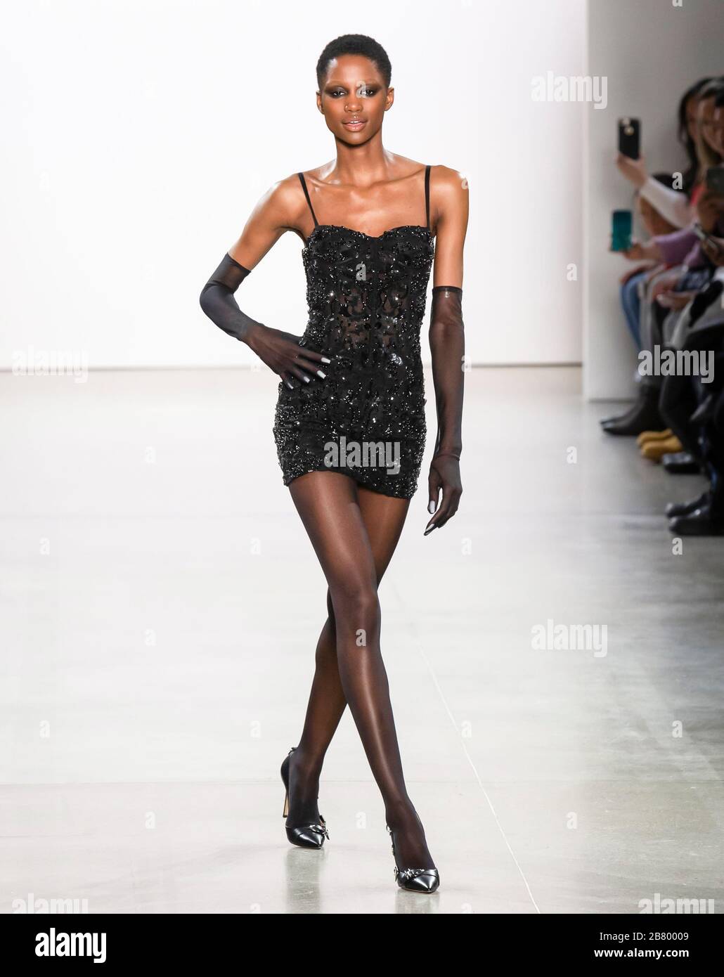 New York, New York - Feb. 08, 2020: Tara Falla walks the runway at ...