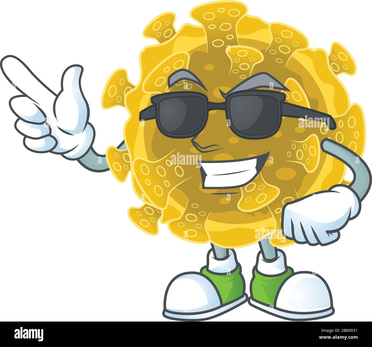 Cute infectious coronavirus cartoon character design style with black ...