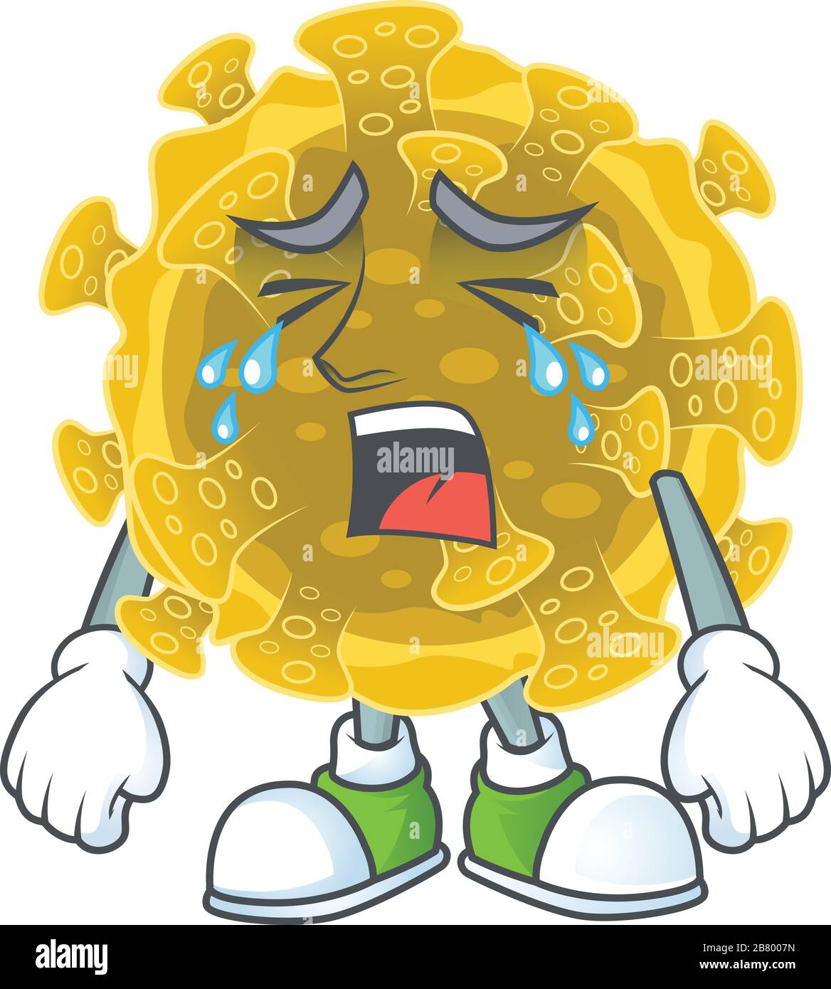 A Crying face of infectious coronavirus cartoon character design Stock ...