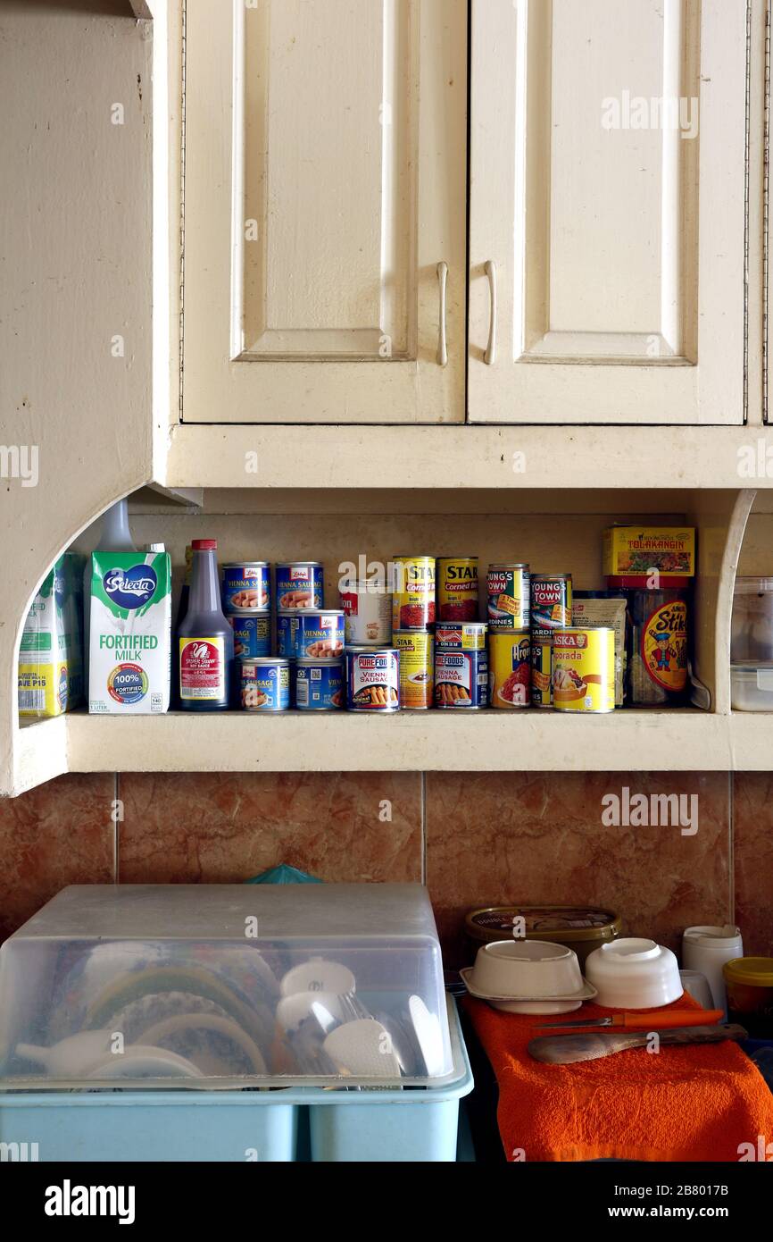 Antipolo City, Philippines - March 18, 2020: Assorted canned goods ...