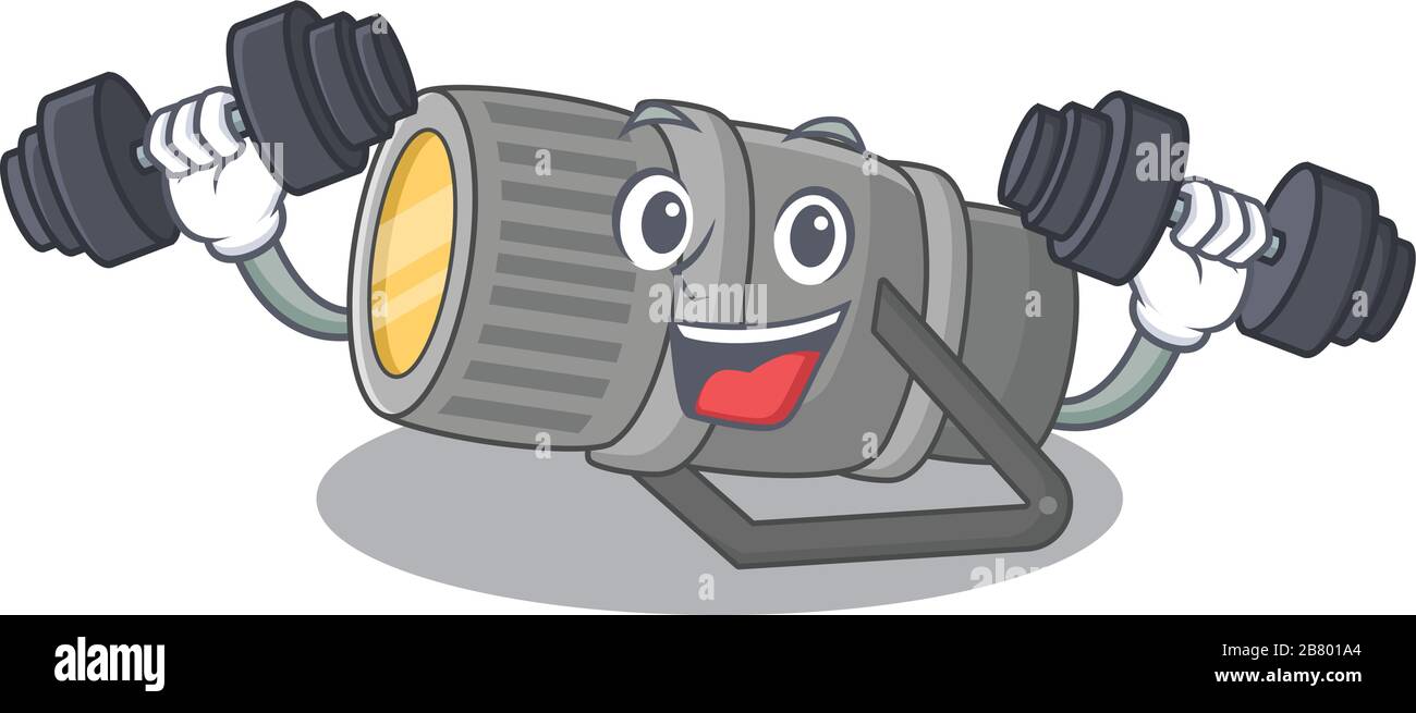 Smiley Fitness exercise underwater flashlight cartoon character raising ...