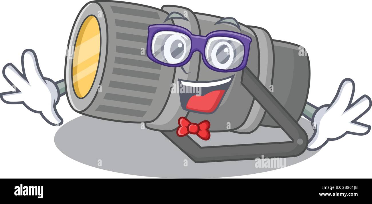 Super Funny Geek underwater flashlight cartoon character design Stock ...