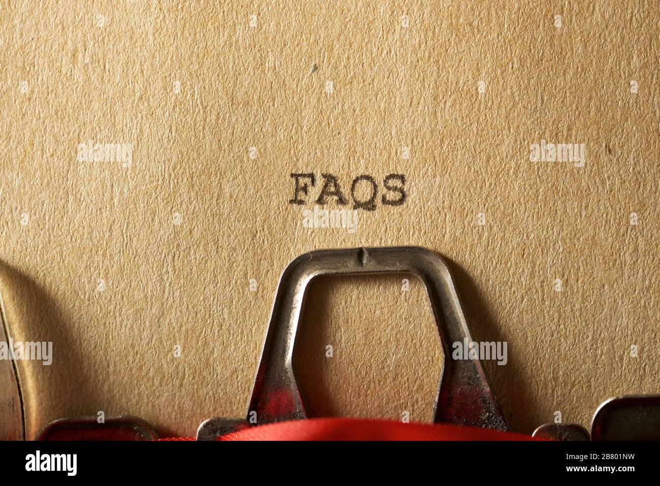 The abbreviation, FAQS, written with a typewriter Stock Photo - Alamy