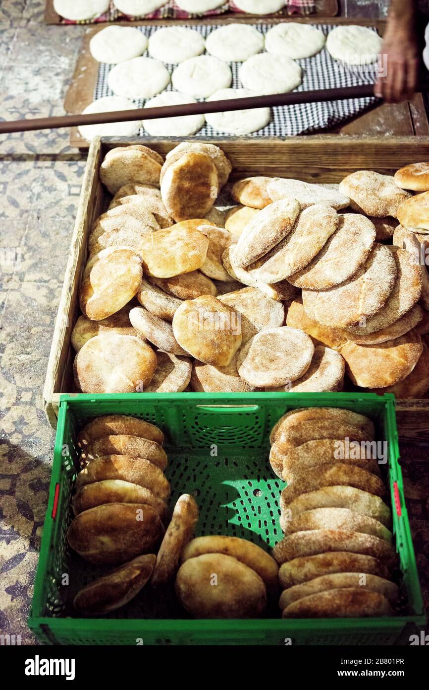 Fresh bread Moroccan bakery, Essaouira Stock Photo - Alamy